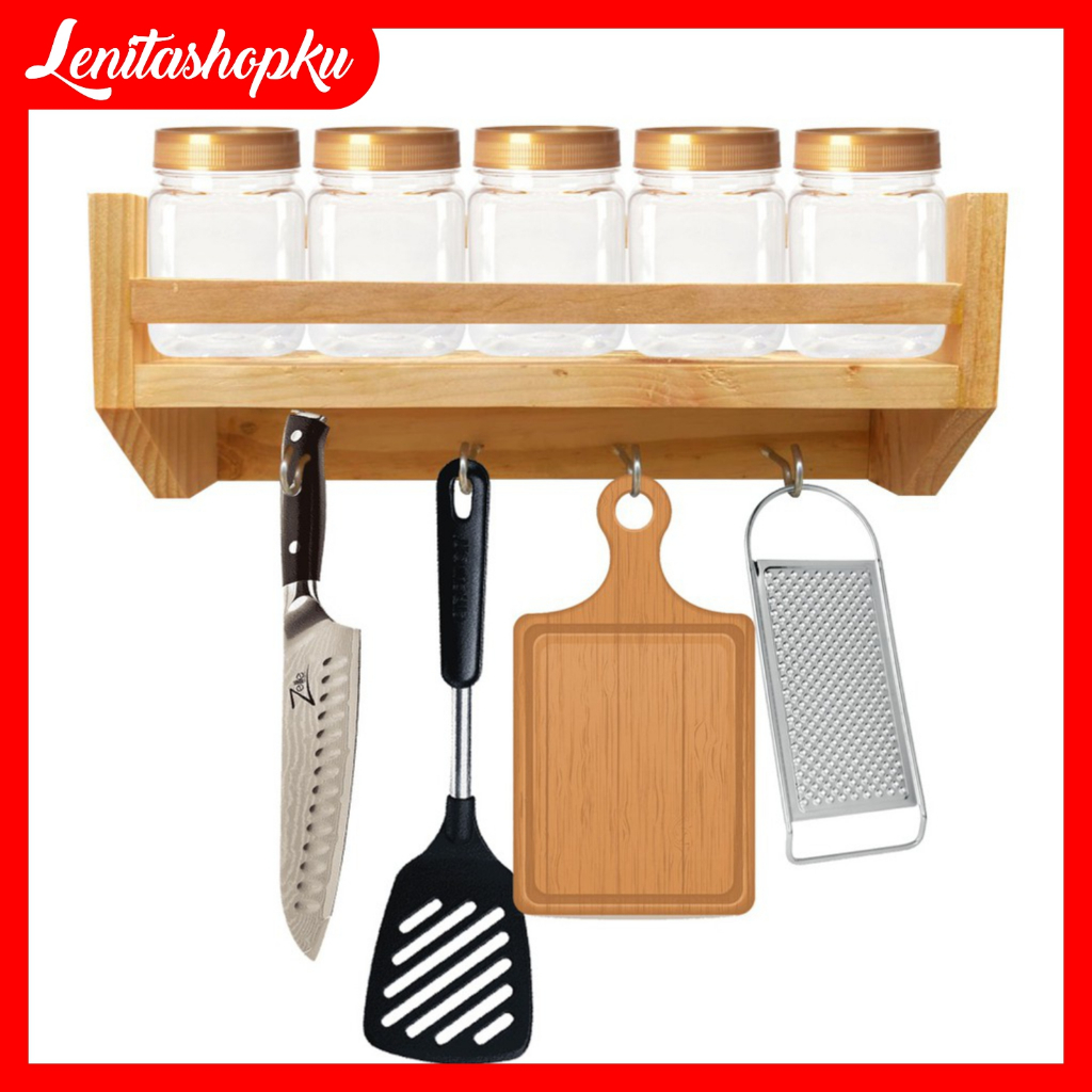 Jual Rak Kayu Dinding Tempat Bumbu Dapur Kitchen Set Termurah Plus ...