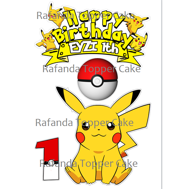 Jual Topper kue ulang tahun pokemon pikachu toper ultah hiasan | Shopee ...