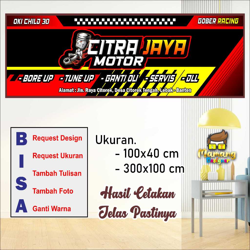 Jual Design Warna Merah Banner Spanduk MMT Bengkel Motor dan Service ...