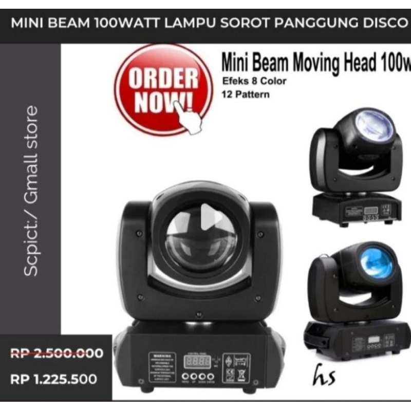 Jual MINI BEAM 100WATT LAMPU SOROT PANGGUNG || efeks 8 colors 12 ...
