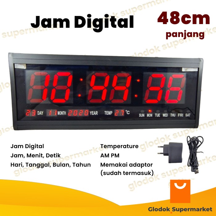 Jual Jam Digital LED Besar Kalender Temperature Meja Dinding Jumbo ...
