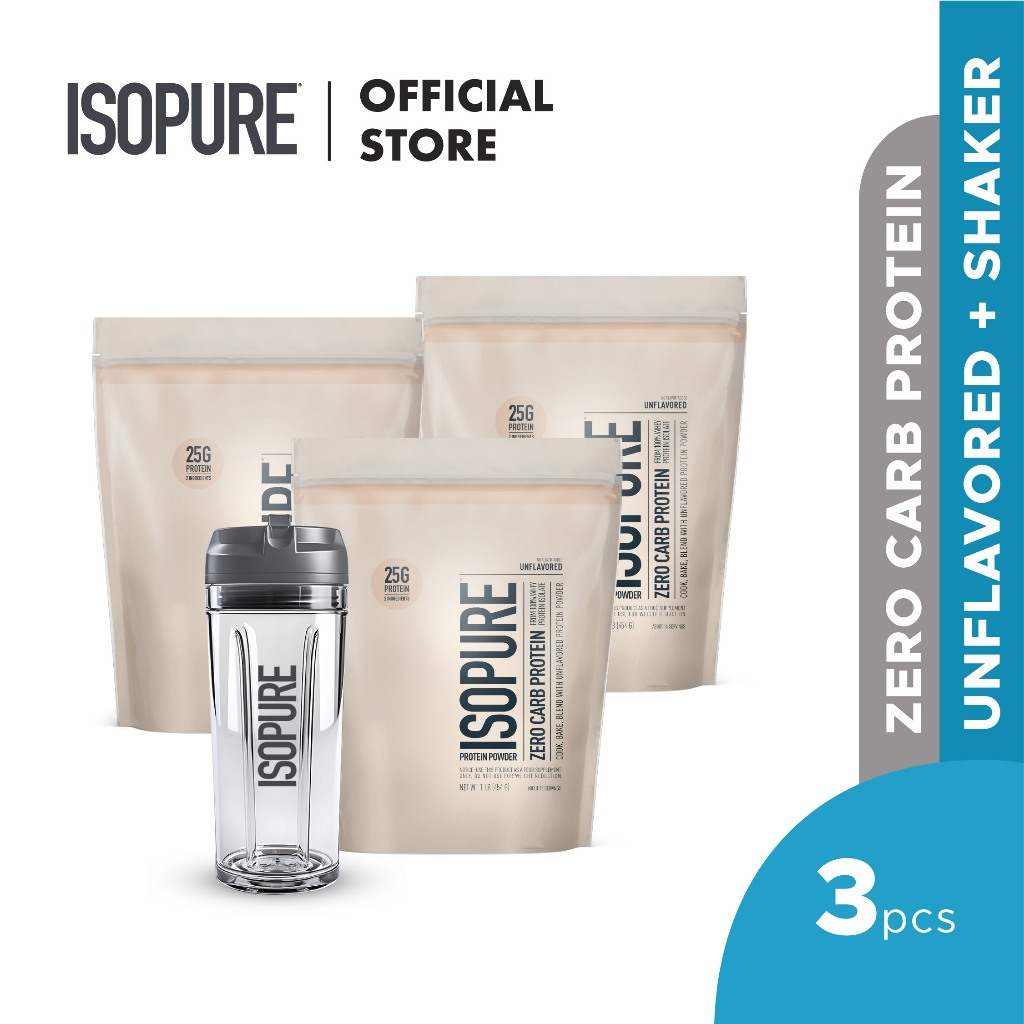 Jual Isopure Whey Protein Isolate Unflavored 1 Lb Free Shaker [3 Pcs ...