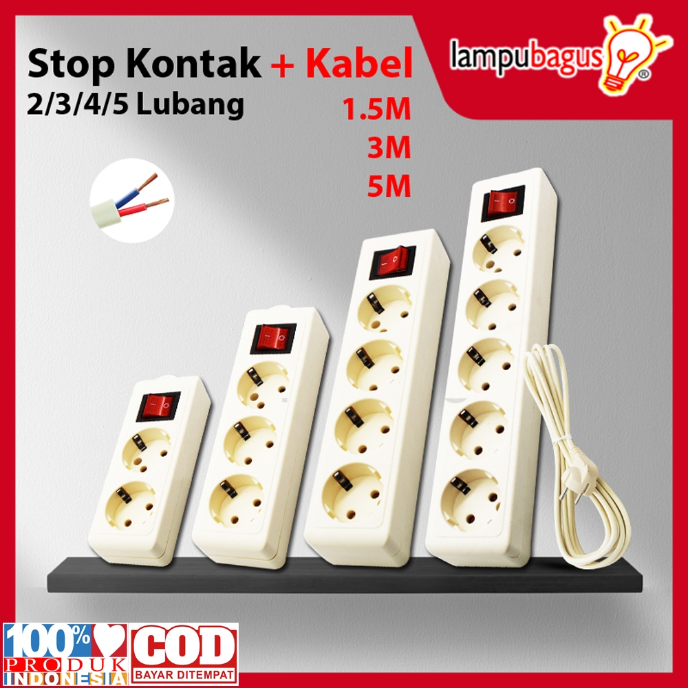 Jual Stop Kontak Kabel 2/3/4/5 Lubang 3 Meter Stop Kontak Listrik | Shopee Indonesia