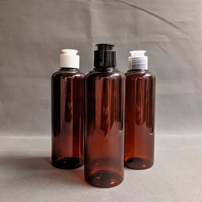 Jual Botol Fliptop 250ml Amber / Botol BR 250ml Coklat Fliptop Jamur Neck 24 / Botol Sabun 250ml ...