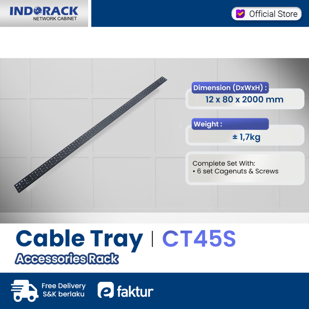 Jual Cable Tray INDORACK 45U Management Cable Vertical - CT45U 100mm ...