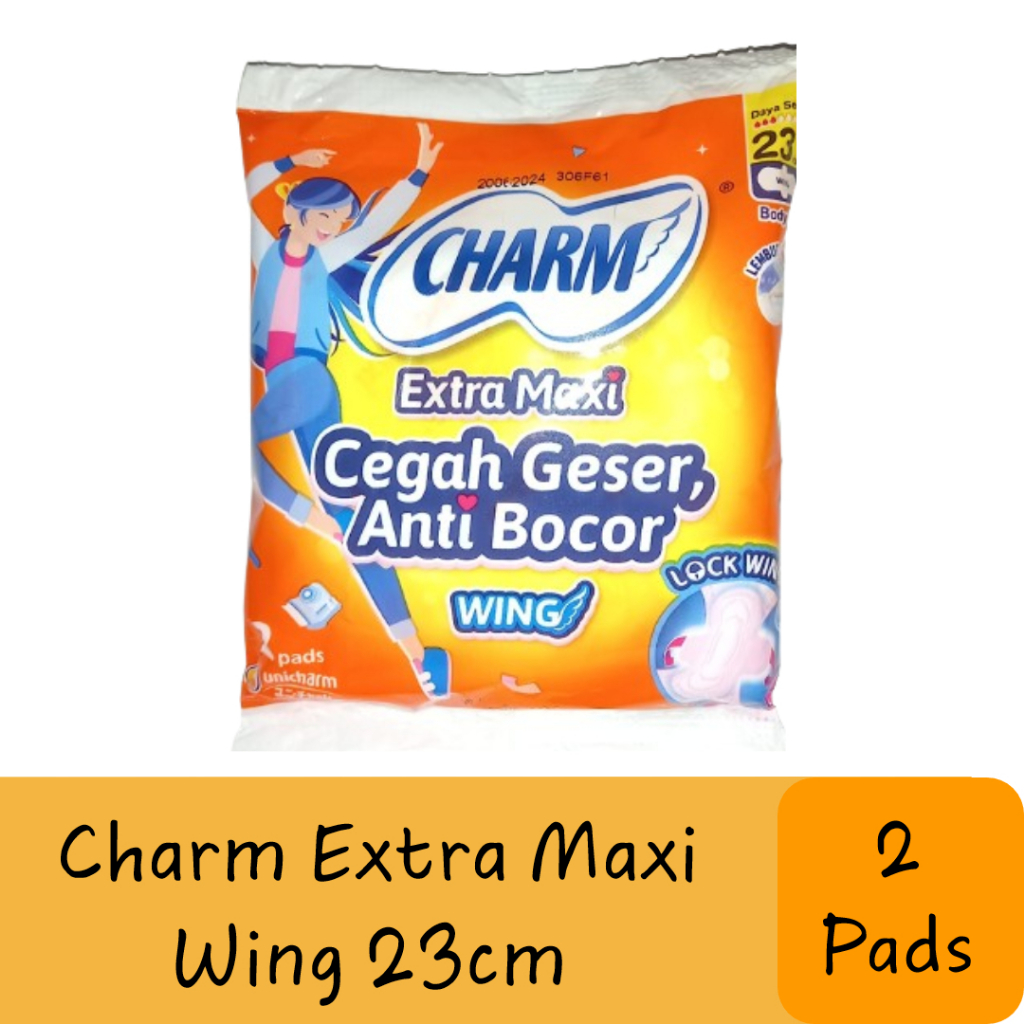 Jual CHARM Pembalut Body Fit Extra Maxi Wing isi 2 Pads | Shopee Indonesia
