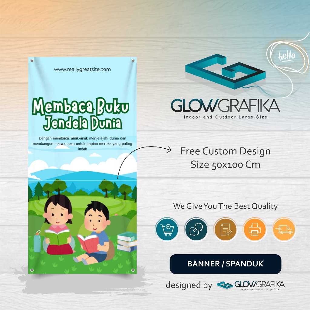 Jual Cetak Spanduk Banner MMT Membaca Buku Jendela Dunia | Shopee Indonesia