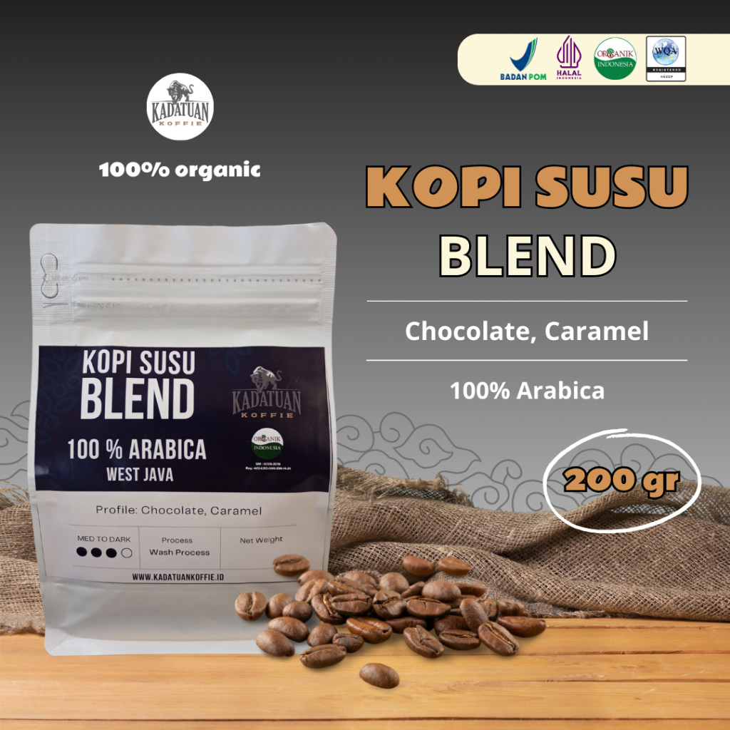 Jual Kadatuan Kopi Susu Blend Biji Kopi Bubuk 200 gram 100% Arabica ...