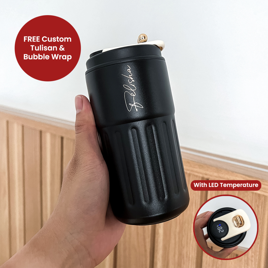 Jual Tumbler Mug LED Custom Nama Tumblr Stainless Grafir Logo Botol ...