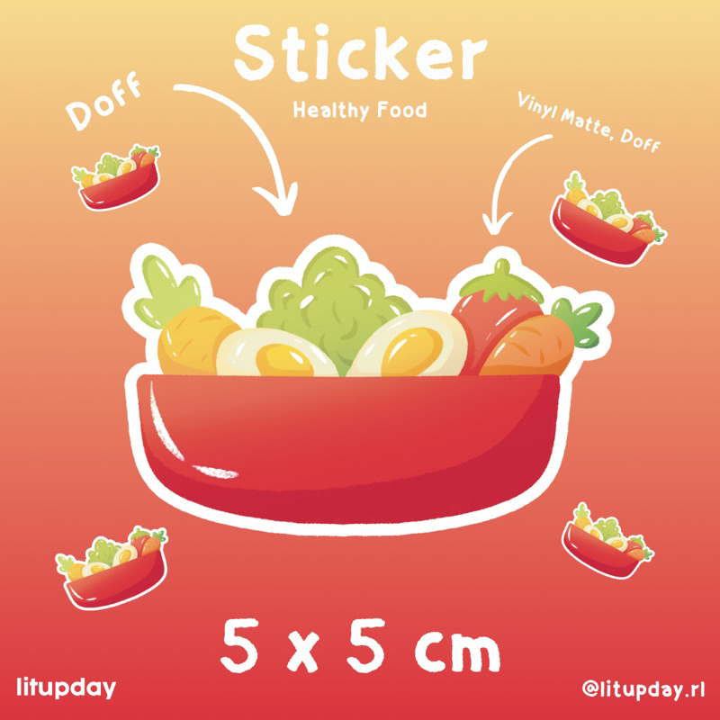 Jual Cute Sticker Healthy Food Die Cut (isi 5 sticker) | Shopee Indonesia