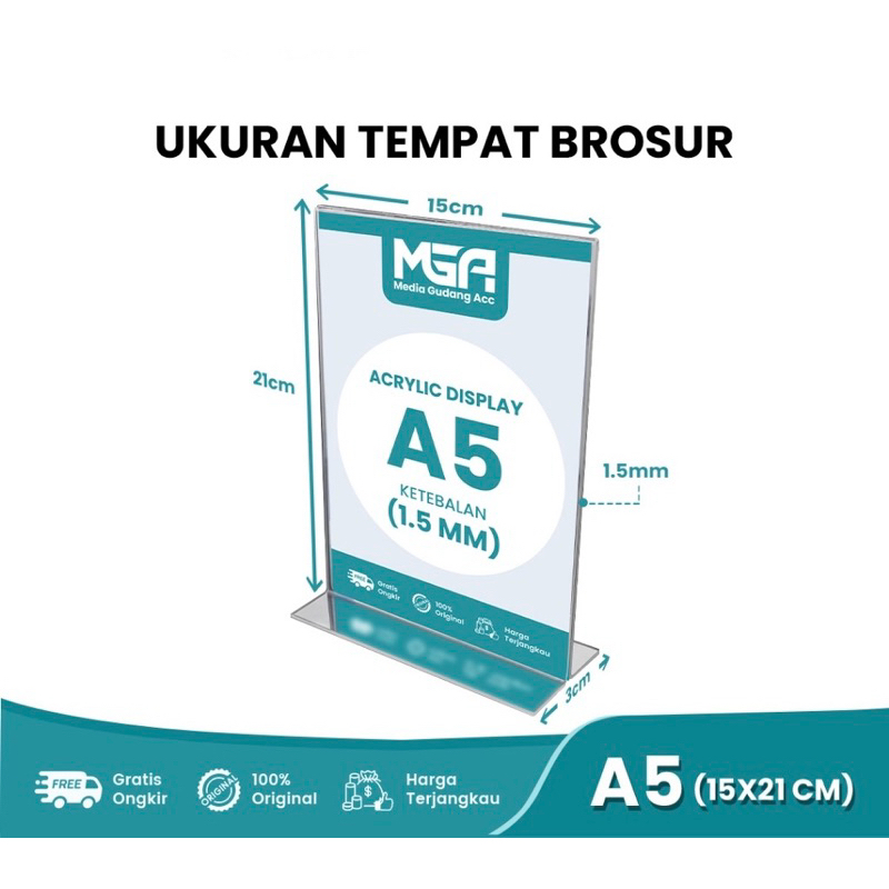 Jual tempat Akrilik Brosur 2 sisi A5 Potrait - Acrylic Tempat Tent Card ...
