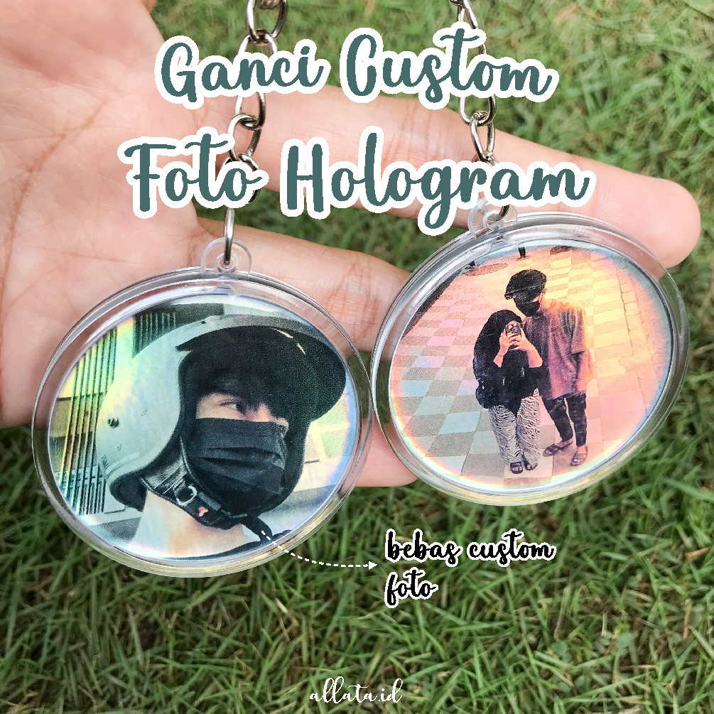 Jual [2 sisi beda foto] Ganci Bulat Hologram Custom Foto | Gantungan ...