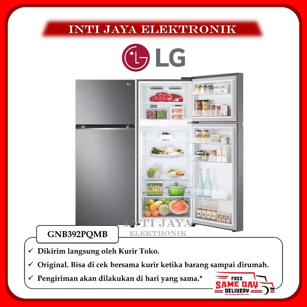 Jual KULKAS LG SMART INVERTER 2 PINTU 395 LITER GARANSI RESMI - LG GNB392PQMB || GNB 392 PQMB ...