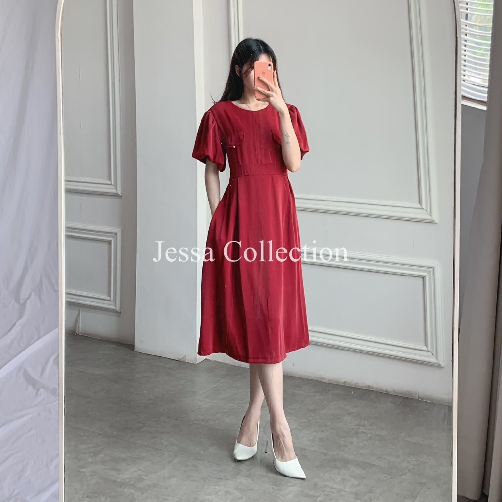 Jual Premium Loura Dress TH 1017 SEAMLESS STRETCH Gaun Midi Wanita ...