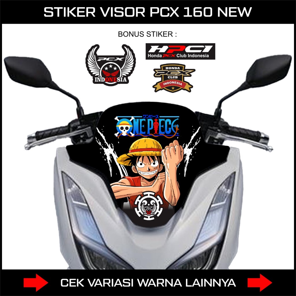 Jual Stiker PCX 160 Winshield Tameng Sticker Visor Variasi ONE PIECE ...