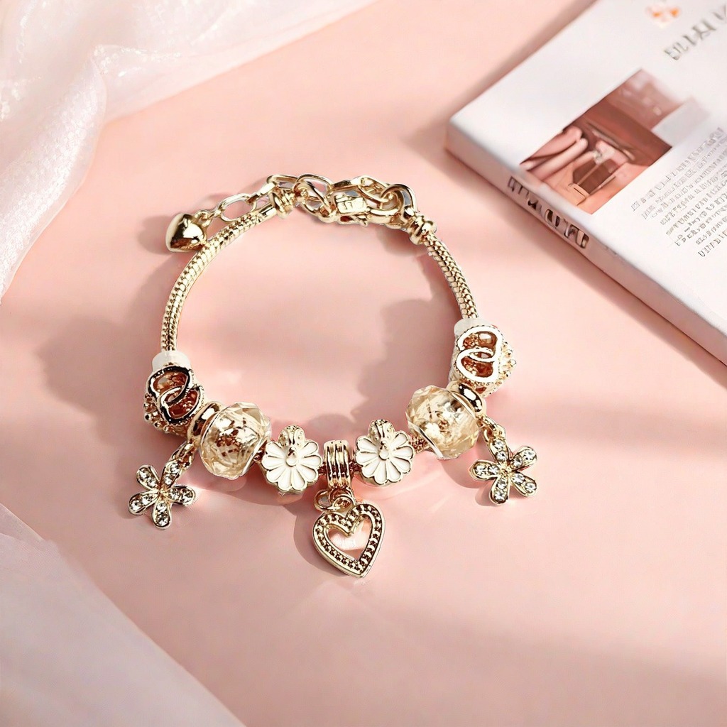 Jual Gelang manik-manik bunga daisy berbentuk hati wanita berkualitas ...