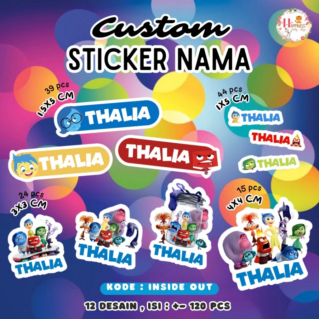 Jual (ISI 120) Sticker Label Nama Anak / Sticker Custom Nama Karakter ...