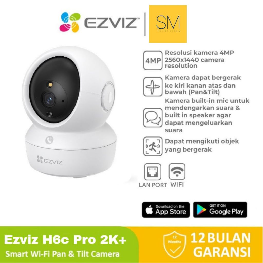 Jual CCTV Ezviz H6c Pro 2K+ 4MP Pan & Tilt Smart Home Camera Garansi ...