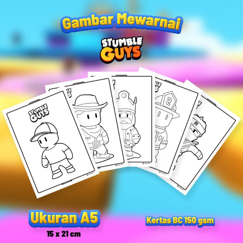 Jual Gambar Mewarnai STUMBLE GUYS Isi 20 Lembar Kertas BC Tebal ...