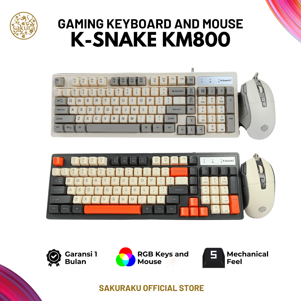 Jual KM800 Keyboard+Mouse berkabel 1 Set Gaming Mechanical Feel ...