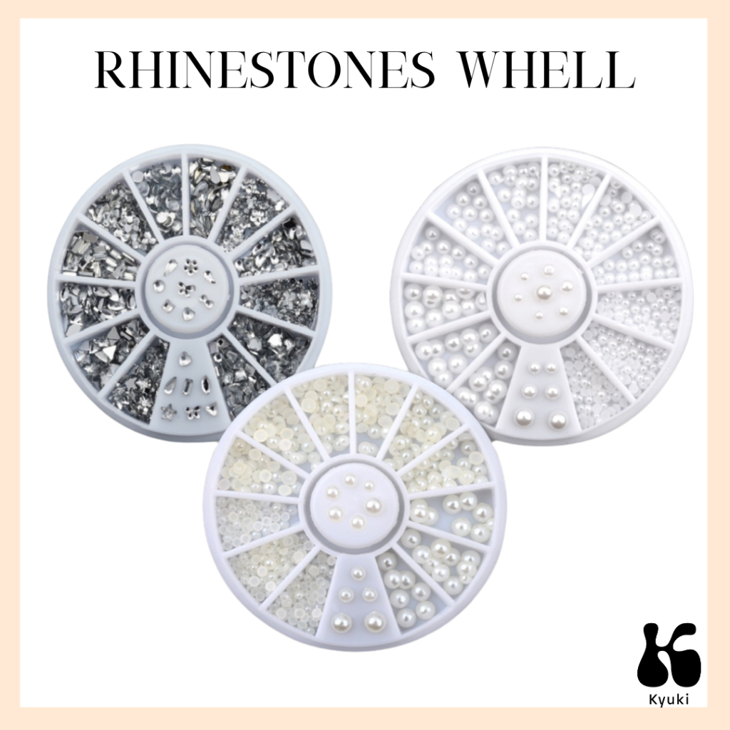 Jual RHINESTONES WHEEL WHITE PEARL BEIGE Silver shaped / Hiasan kuku ...