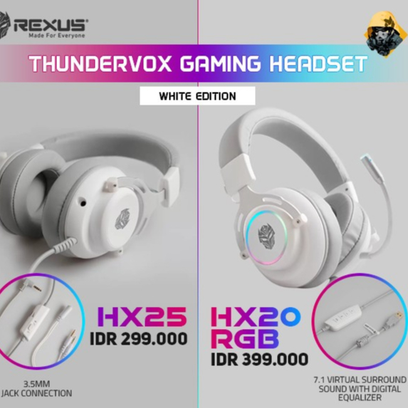 Jual Rexus Thundervox HX25 - HX 25 / HX 20 - HX20 White Putih Headset ...