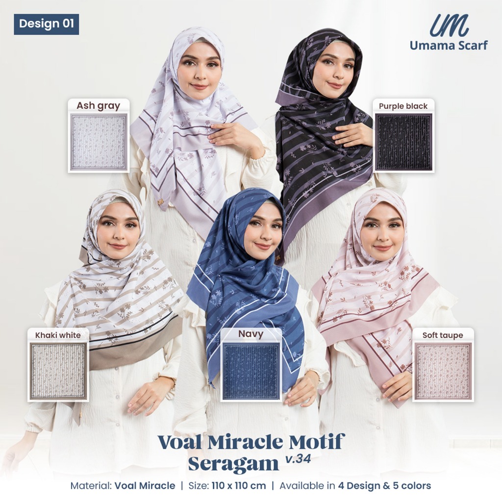 Jual (PILIH MOTIF) Jilbab Voal Miracle Voal Liza Pouch Motif Metal Logo ...