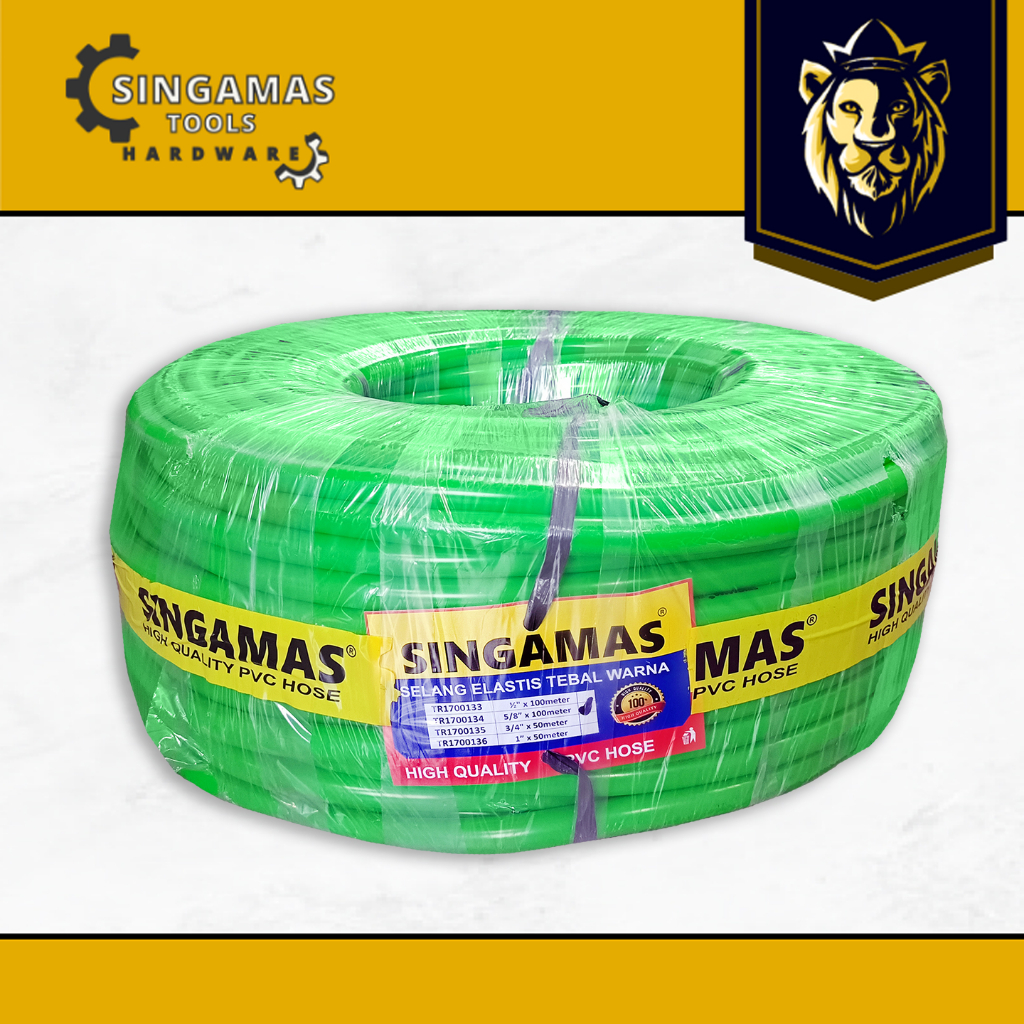 Jual SINGAMAS Selang Air PVC Elastis Tebal Warna Hijau 5/8" x 100 m ...