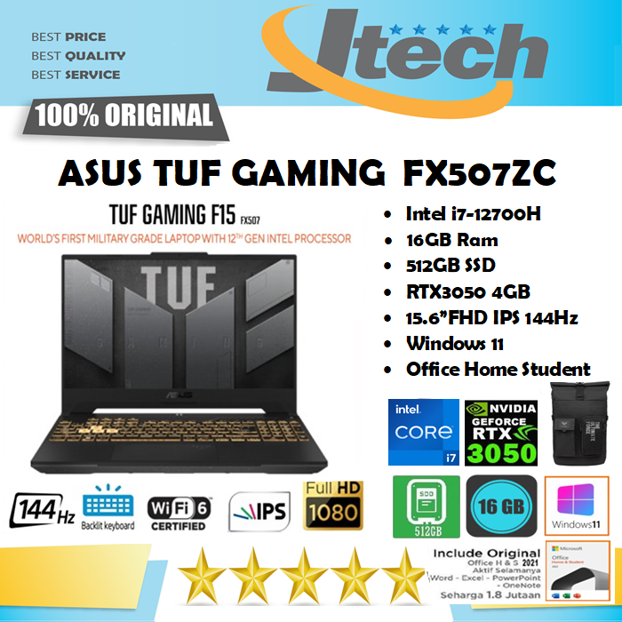 Jual ASUS TUF Gaming F15 FX507ZC4 - i7-12700H - 16GB - 512GB SSD ...