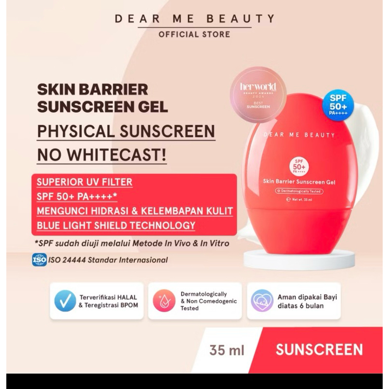 Jual Dearme Beauty skin barrier suncren gel spf 50++++ | Shopee Indonesia