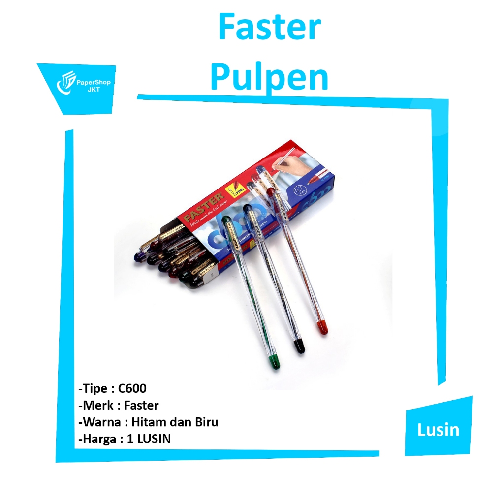 Jual FASTER - Pen C600 | Pen C6 - Varian Extra Fine Ballpoint - LUSIN ...