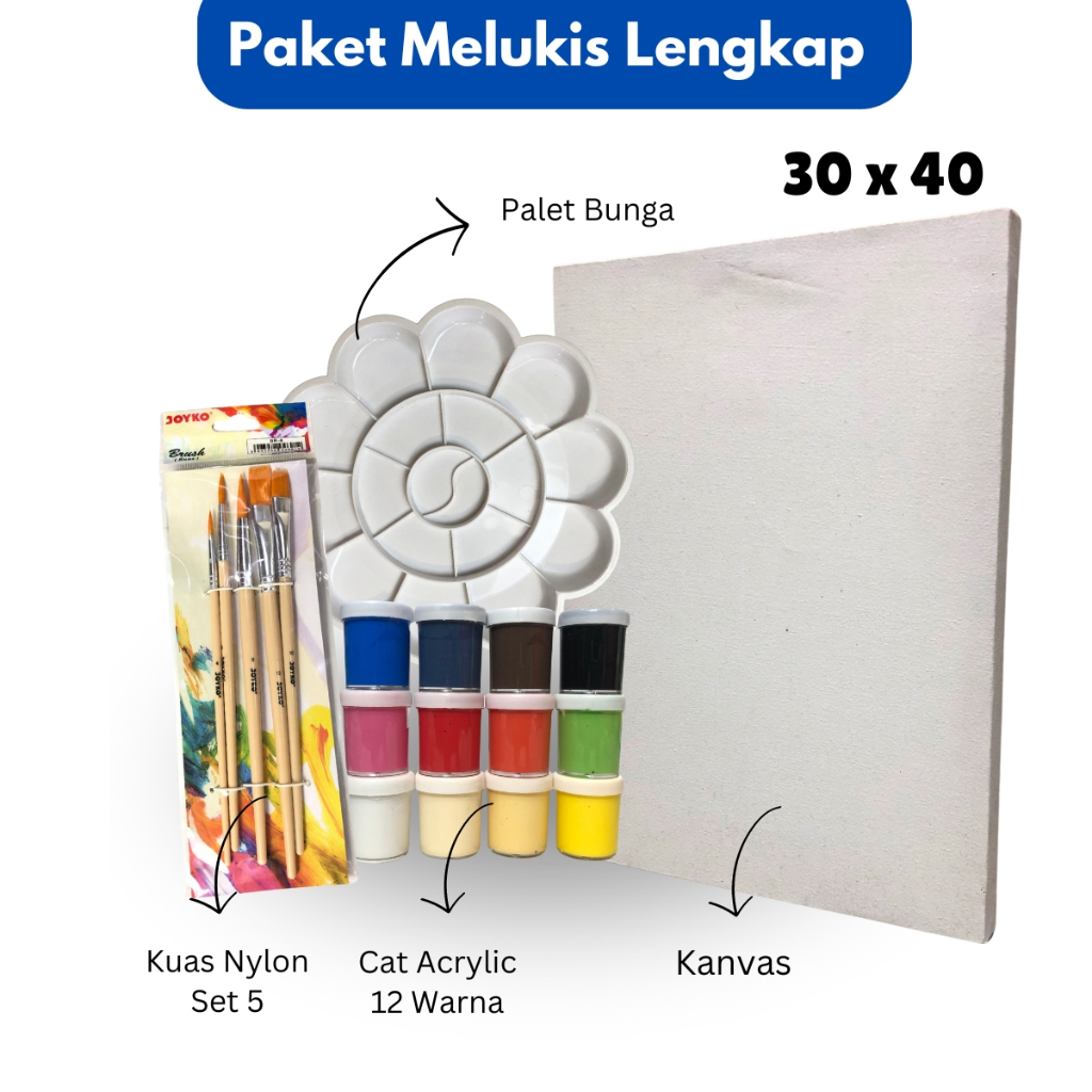Jual Paket Melukis Lengkap Set Lukis PerlengkapanSet 4 in 1 Set Kanvas ...