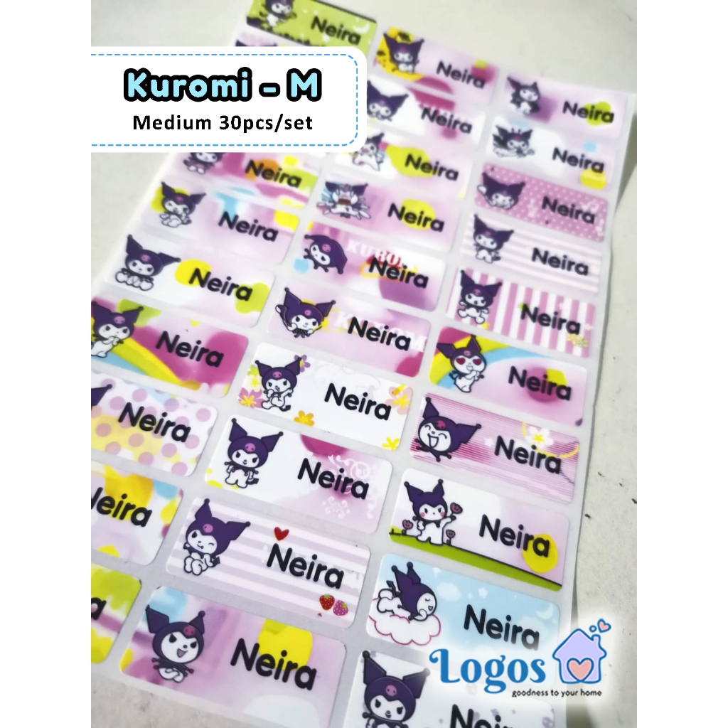 Jual Kuromi Label nama waterproof Stiker Sanrio Name Sticker | Shopee ...