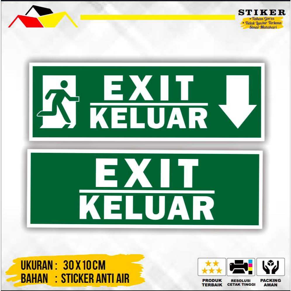 Jual Stiker Exit / Sticker Jalur Exit / Stiker Keluar / Sticker ...