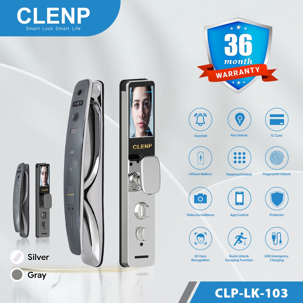 Jual SMARTLOCK CLENP CLP LK 103 3D WIFI FACE RECOGNITION/SMART LOCK DOOR/ELECTRONIC LOCK ...