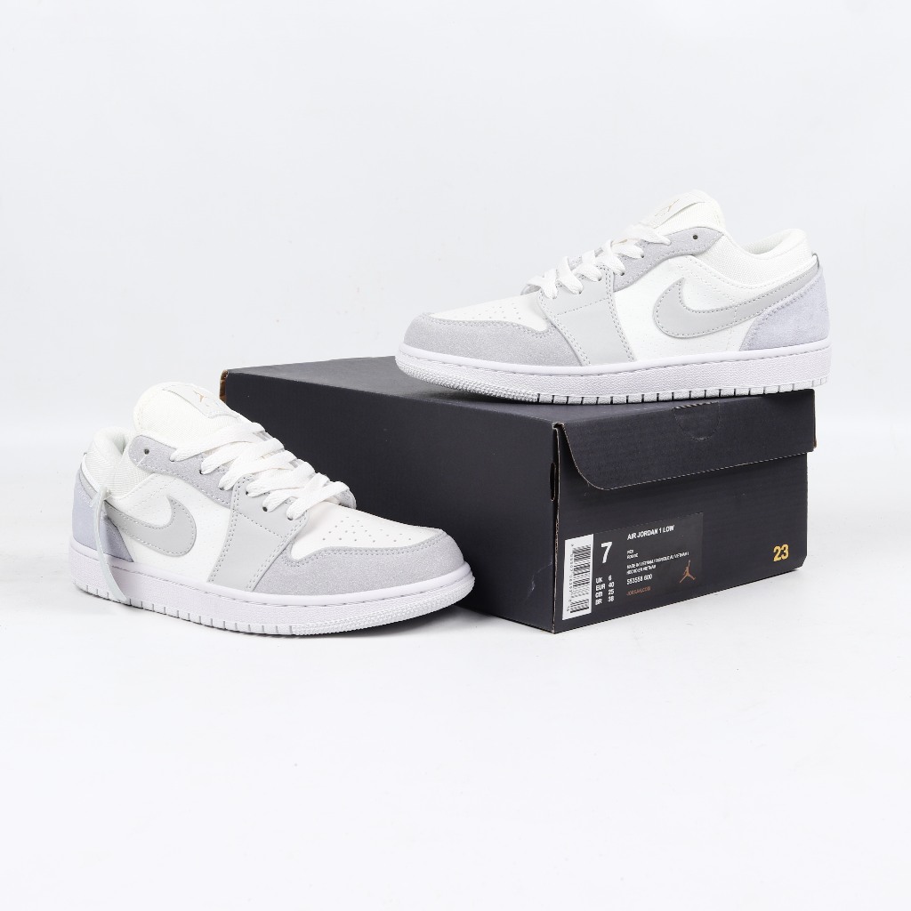 Jual (VLTAVN) Sepatu Nike Air Jordan 1 Low Paris White Sky Grey ...