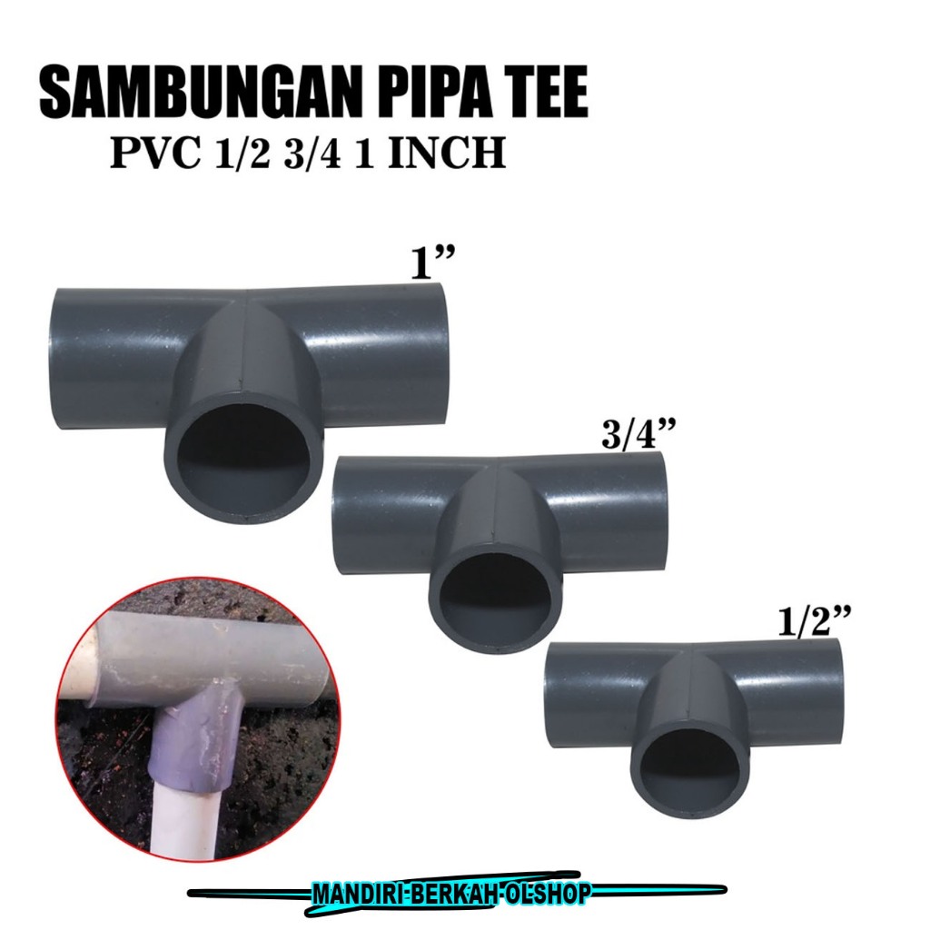 Jual Fitting Tee Pipa PVC 1/2 Inch 3/4 Inch 1 Inch Sambungan T Pipa Paralon | Shopee Indonesia