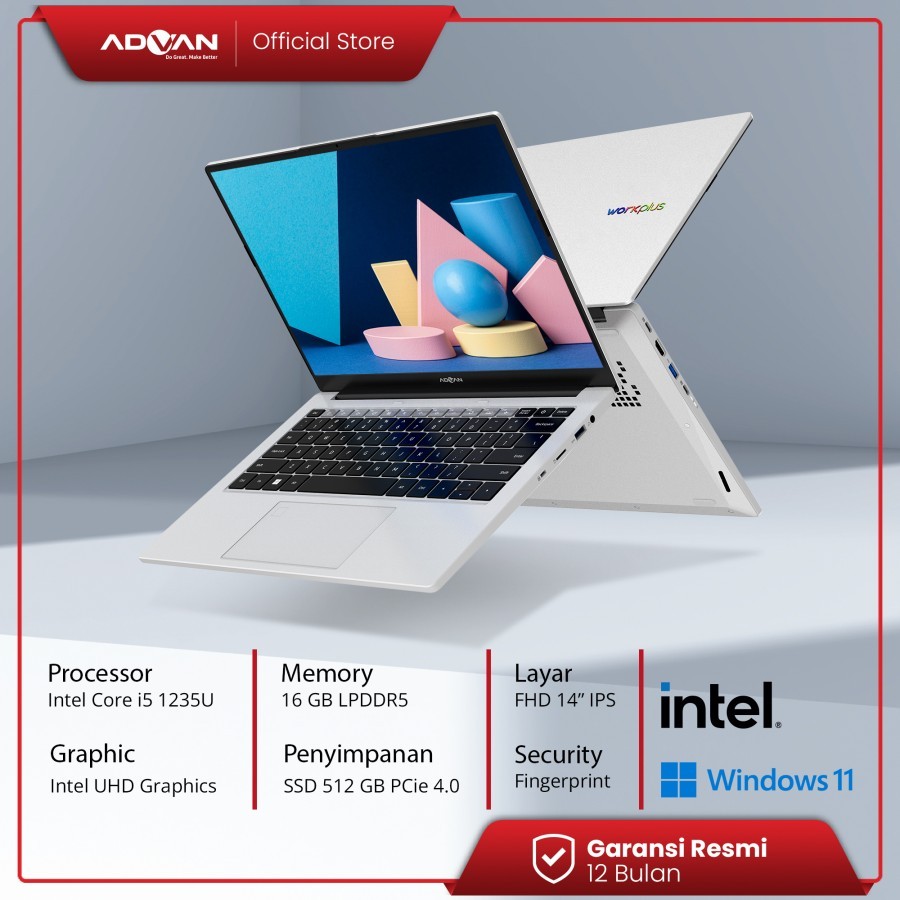 Jual ADVAN Workplus Intel Core i5 1235U RAM 16GB SSD 512GB 14'' IPS ...