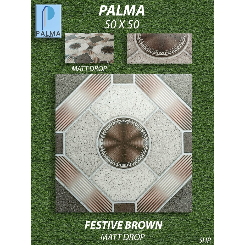 Jual Keramik Lantai 50X50 Palma Festive Brown Kesat KW1 Pekanbaru Riau ...