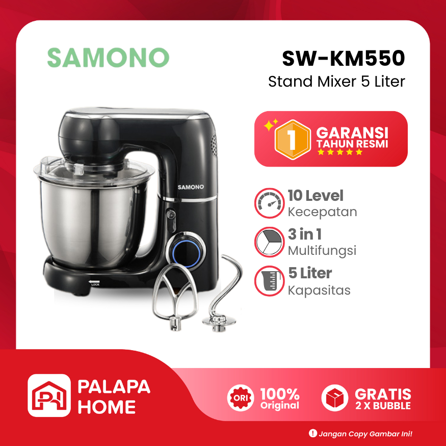 Jual Samono Stand Mixer SW-KM550 Kapasitas 5 Liter | Mikser Standing Pengaduk Adonan Kue Roti ...