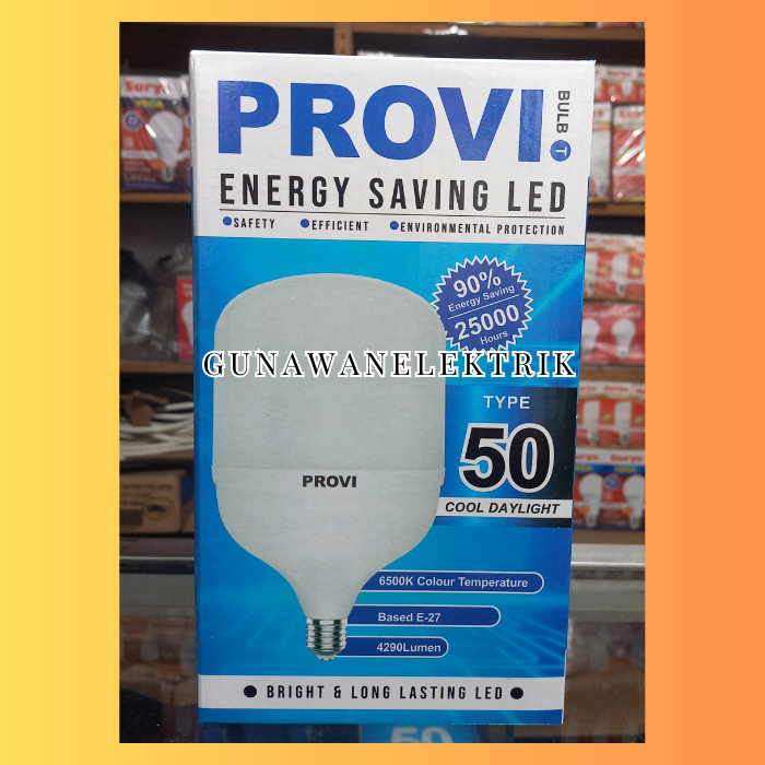 Jual Lampu LED Provi T 50 Watt, 50W, hemat energi, cahaya putih, provi ...