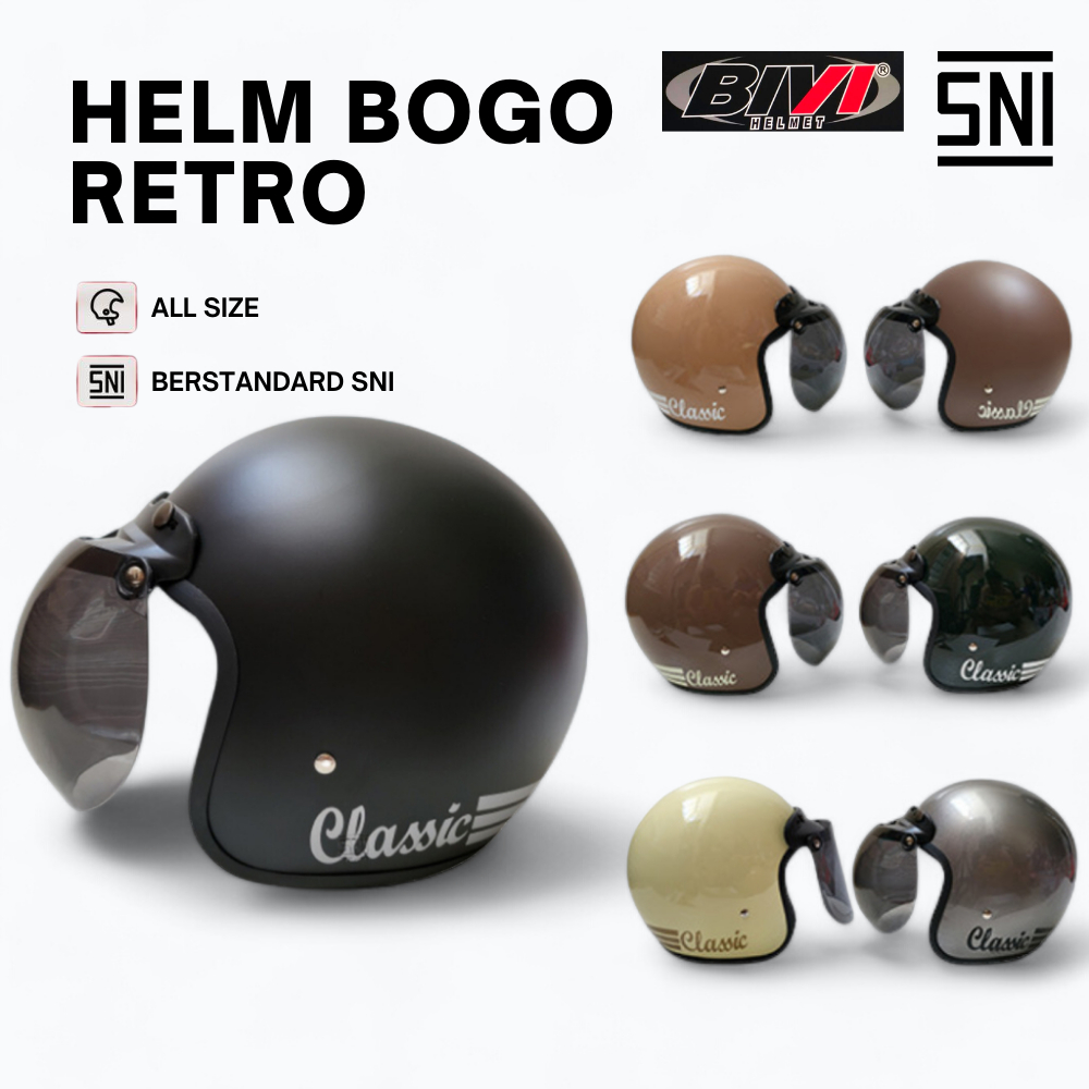 Jual Helm Bivi Bogo Dewasa Classic - Retro SNI Wanita & Pria Semua ...