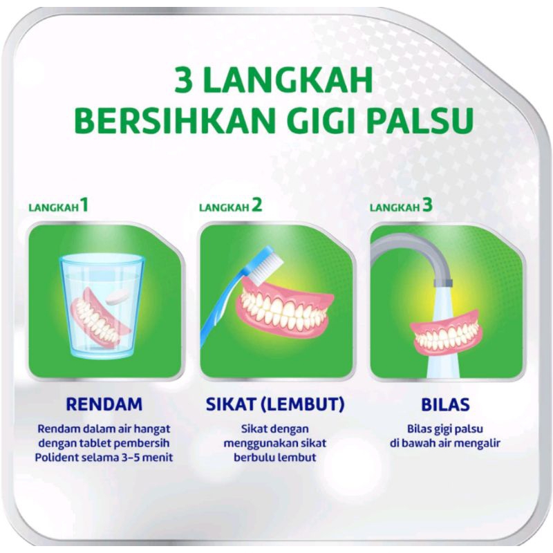 Jual Pembersih Gigi Tiruan Polident 1 strip 6 tab (ED 1-2026) | Shopee ...