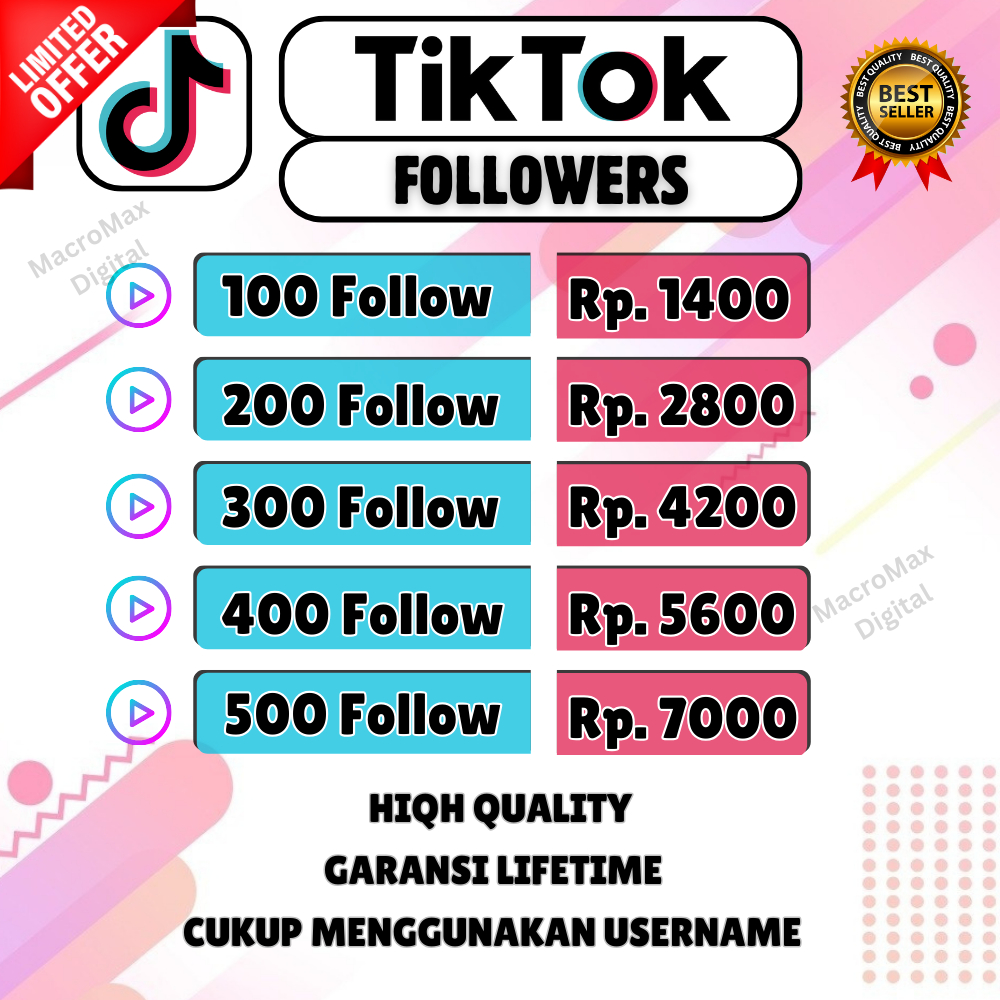 Jual TIK**TOK FOLLOWER VIEW LIKE SHARE SAVE PERMANEN DAN BERGARANSI ...