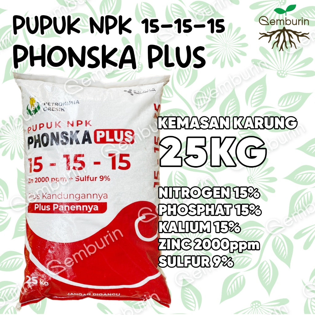 Jual [INSTAN] Pupuk NPK Phonska Plus 15 15 15 Karung 25Kg Merah Granul ...