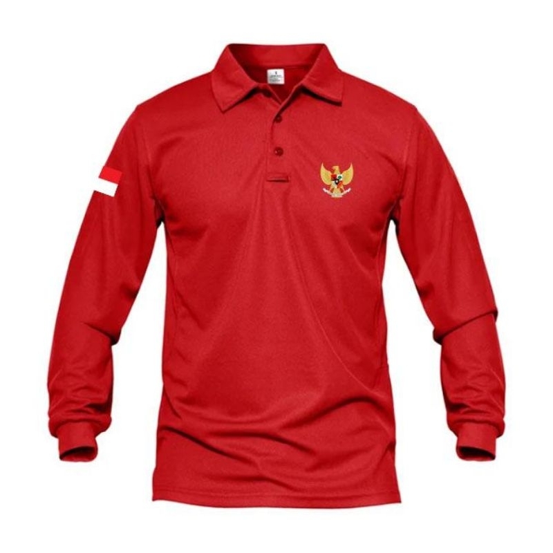 Jual Kaos Kerah Polo Lengan Panjang Kemerdekaan HUT RI 79th Indonesia Garuda Atasan Dewasa ...