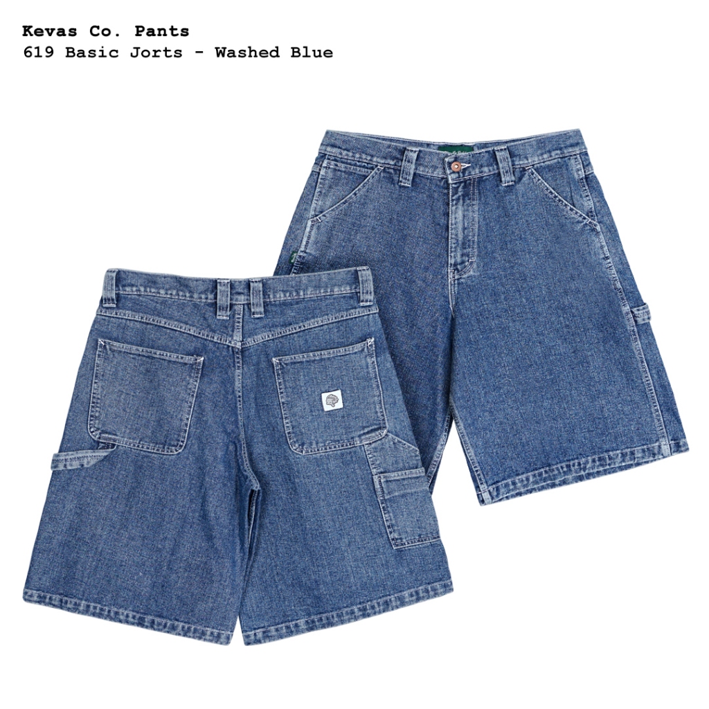 Jual Kevas 619 Denim Jorts Pants - Washed Blue | Shopee Indonesia