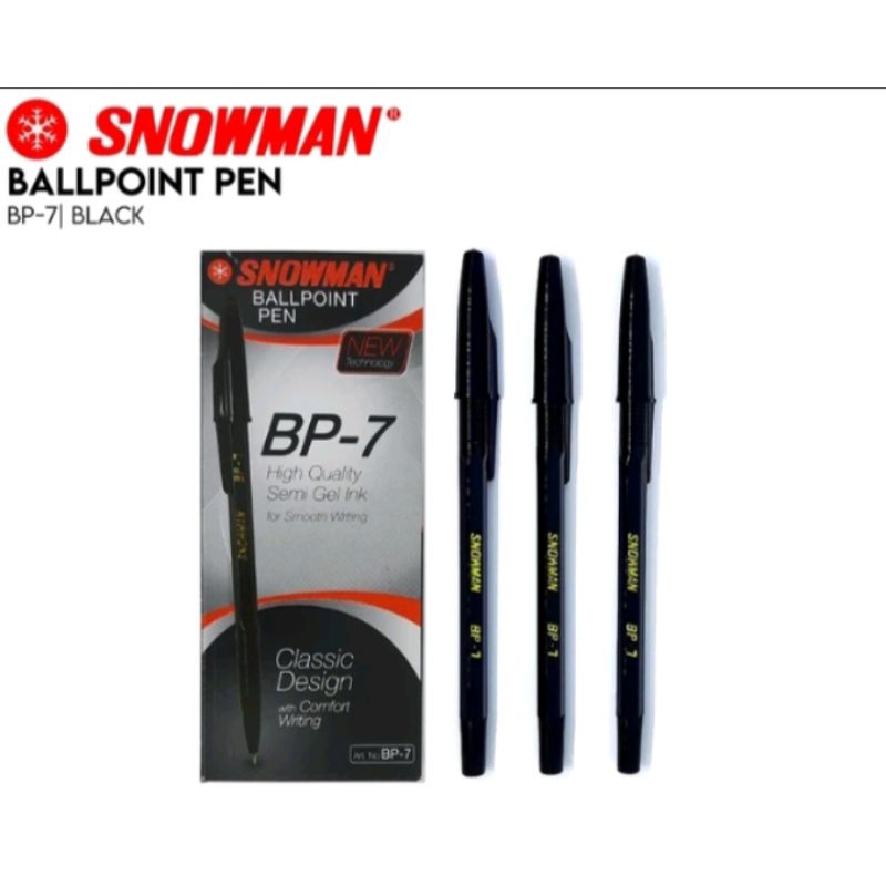 Jual (1 Pcs) Pena Ballpoint Snowman BP-7 Hitam | Shopee Indonesia