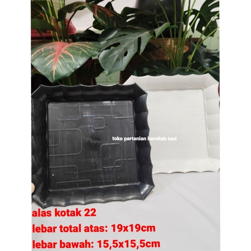 Jual (1pcs) ALAS KOTAK 22 hitam dan putih tatakan pot bunga kotak segi ...