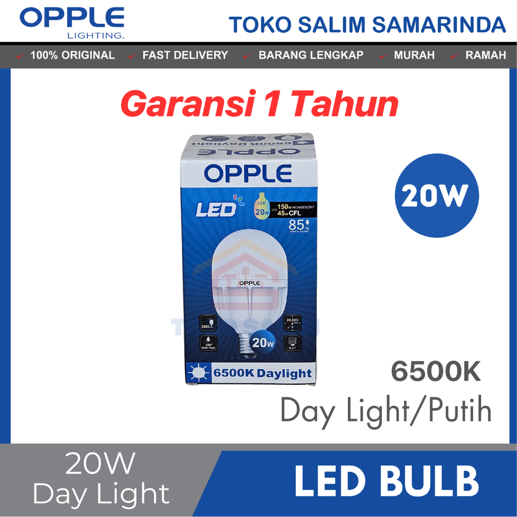 Jual Bola Lampu LED Bulb OPPLE Day Light Putih 20W BERGARANSI 1 Tahun | Shopee Indonesia